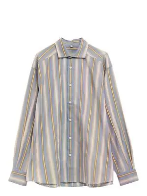 BASERANGE Baserange Claude Stripe Print Button-Up Shirt Blue