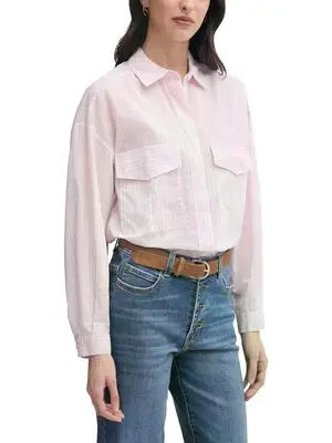 BENETTON Striped Shirt With Pocket Detail - Pink