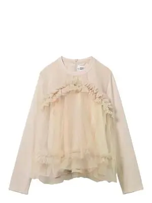 Noir Kei Ninomiya Ruffled Detail Long Sleeve Top - Neutrals