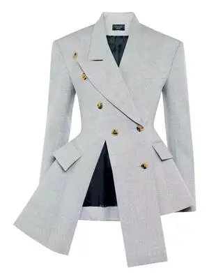 A.W.A.K.E. Mode Asymmetric Double-breasted Jacket - Grey