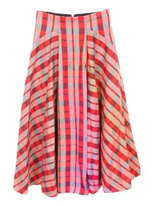 Dior Check-pattern Midi Skirt - Red