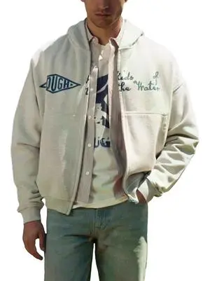 ROUGH. Rough Embroidered Zip-up Hoodie - Grey