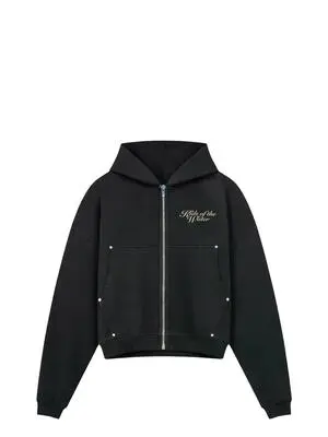 ROUGH. Embellished Zip-up Hoodie - Black