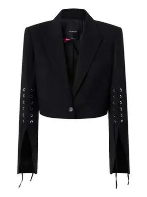 Pinko Lace-up Cropped Jacket - Black