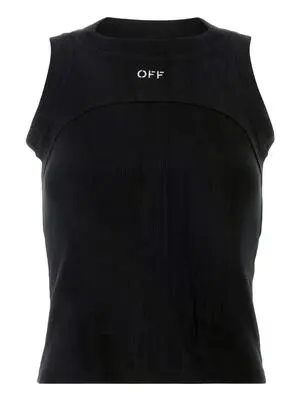 Off-White Logo-print Ribbed Tank Top - Black