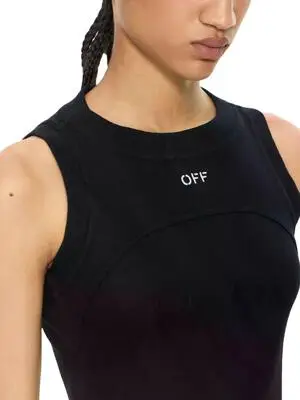 Off-White Ribbed Logo Print Tank Top - Black