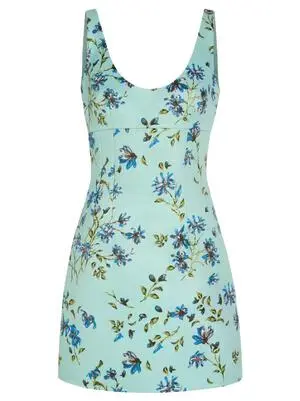 EMILIA WICKSTEAD Floral-print Sleeveless Mini Dress - Blue