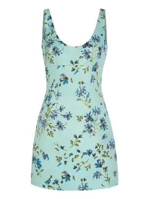 EMILIA WICKSTEAD Sleeveless Floral Print Mini Dress - Blue