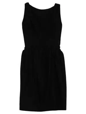 Balenciaga Wool V-neck Gathered Bubble Dress - Black