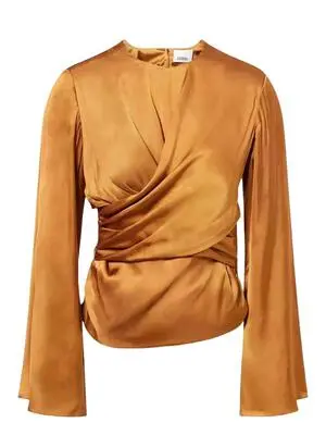 Isabel Marant Étoile ISABEL MARANT Draped Satin Blouse Brown