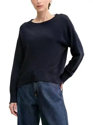 BENETTON Ribbed Trim Crew Neck Long Sleeve Sweater - Blue