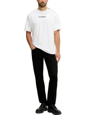 BENETTON Logo Patch Straight Leg Jeans - Black