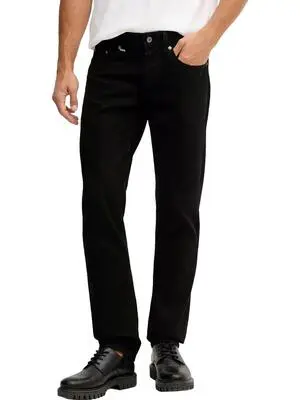 BENETTON Logo Patch Straight Leg Jeans - Black