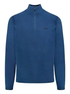 BOSS Logo-patch Half-zip Sweater - Blue