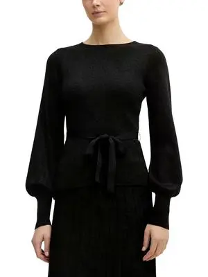 BENETTON Belted Balloon-sleeve Sweater - Black