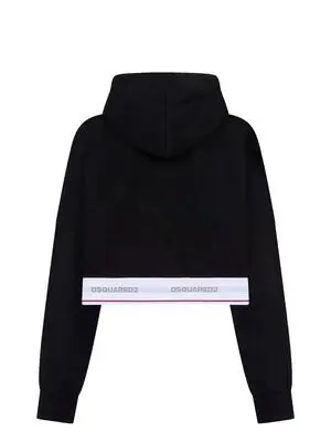 Dsquared2 Cropped Logo Tape Hoodie - Black