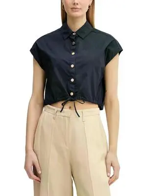 GAUDI Cropped Shirt With Drawstring Hem - Blue