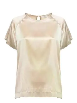 PANICALE Raglan Sleeve Top With Keyhole Detail - Neutrals