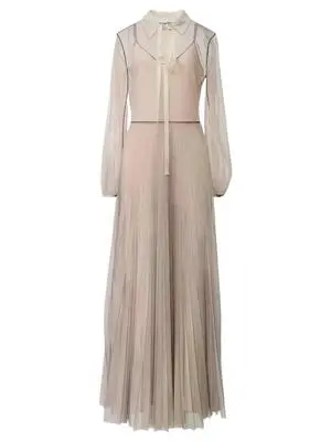 Fabiana Filippi Pleated Lace-collar Maxi Dress - Neutrals