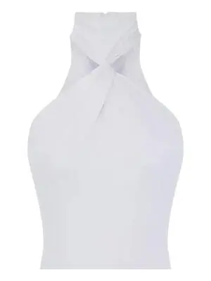 Elisabetta Franchi Twist Detail Mock Neck Bodysuit - White
