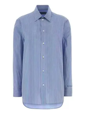 Balenciaga Striped Logo-embroidered Shirt - Blue