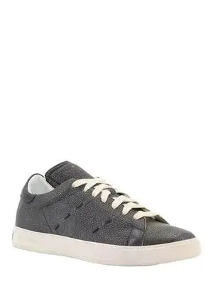 Kiton Dark Grey Grainy Leather Lace-up Sneakers - Black