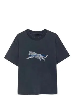 ANINE BING Cade T-shirt Leopard Washed Black - Blue