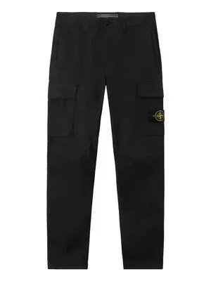 Stone Island Logo Patch Cargo Pants - Black