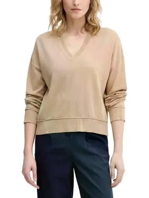 BENETTON Ribbed V-neck Sweater - Neutrals