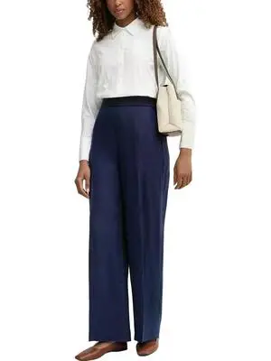 BENETTON Navy Wide-leg Trousers - Blue