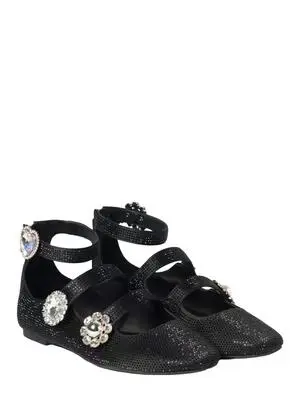 Kurt Geiger Embellished Pointed-toe Flat Pumps - Black
