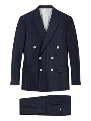 RAMON SANJURJO Pinstripe Double-breasted Suit - Blue