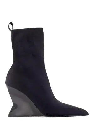 Balmain Knitted Wedge Ankle Boots - Black
