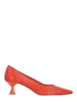 LA ROSE Carol Woven Pointed-toe Pumps - Orange