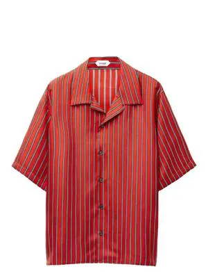 Versace Printed Silk Twill Shirt - Red