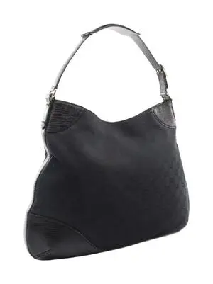 Gucci Horsebit Gg Canvas Shoulder Bag - Black