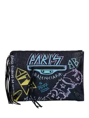 Balenciaga Graffiti Clutch Bag - Black