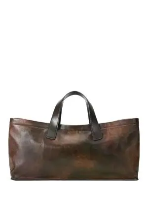 Staud Port Distressed-leather Tote Bag - Brown