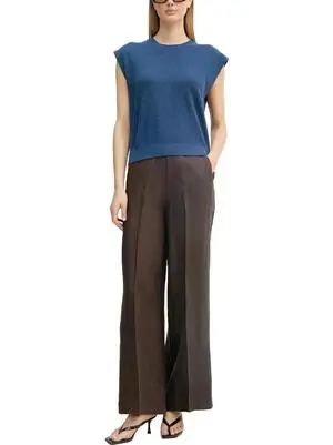 BENETTON Linen Wide-leg Trousers - Brown