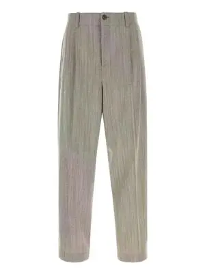 GOLDEN GOOSE Pleated Herringbone Trousers - Grey