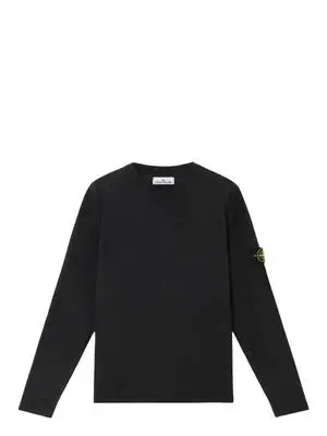 Stone Island Logo Patch Crew Neck Sweater - Black