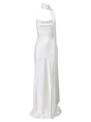 LITA COUTURE Silk Satin Maxi Dress - White