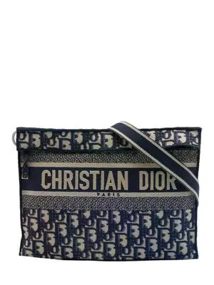 Dior 2010 Oblique Canvas Flat Crossbody Bag - Blue