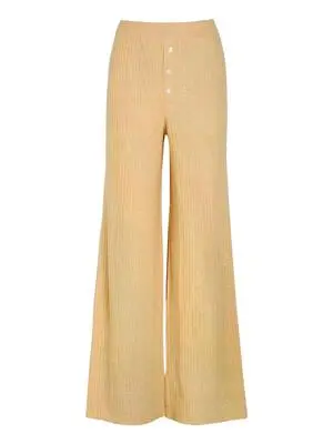 Guest In Residence Ribbed-knit Button-front Trousers - Yellow