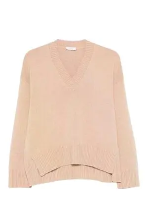 Peserico V-neck Side-slit Sweater - Neutrals