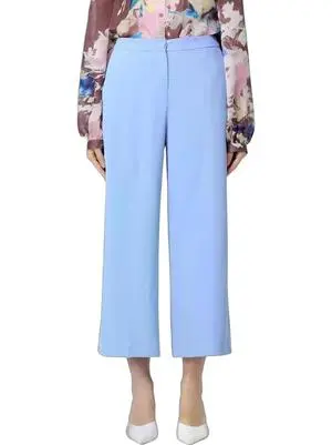 HANITA Cropped Crêpe Wide Leg Trousers - Blue
