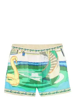 Tory Burch Printed Cotton Shorts - Blue