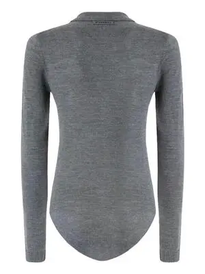 Pinko Fine-knit Long-sleeve Bodysuit - Grey