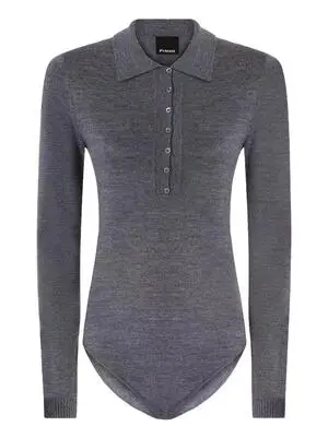 Pinko Fine-knit Long-sleeve Bodysuit - Grey