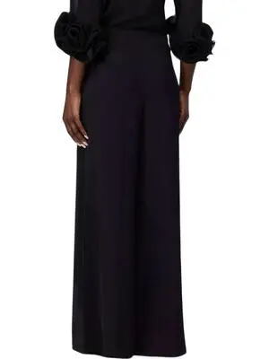 HANITA Crepe Wide-leg Trousers - Black